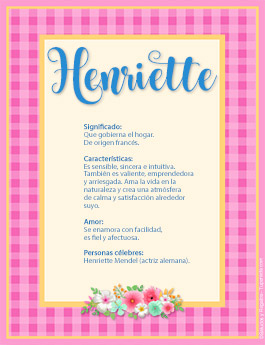 Significado y origen del nombre Henriette ️